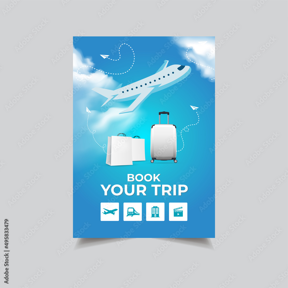 Modern World tourism business flyer design template. Book your trip ...