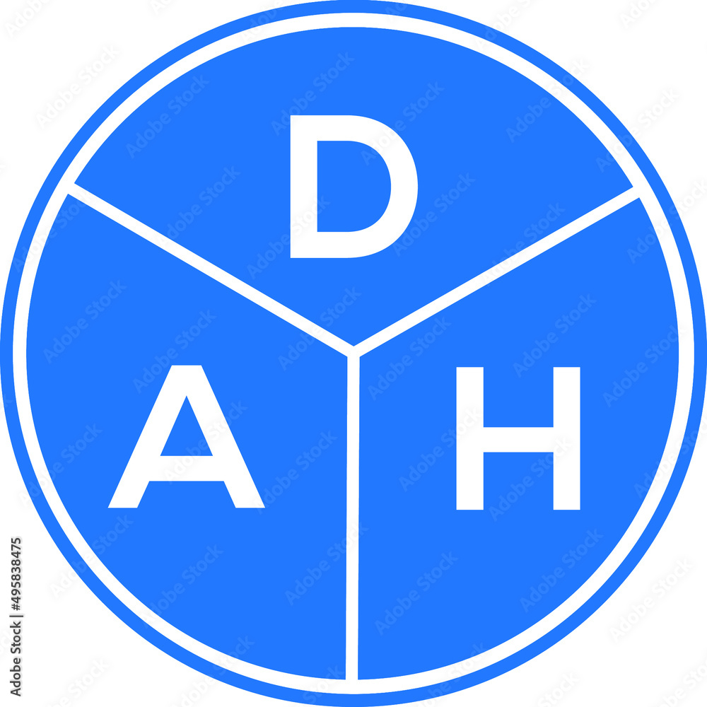 DAH letter logo design on White background. DAH creative Circle letter ...