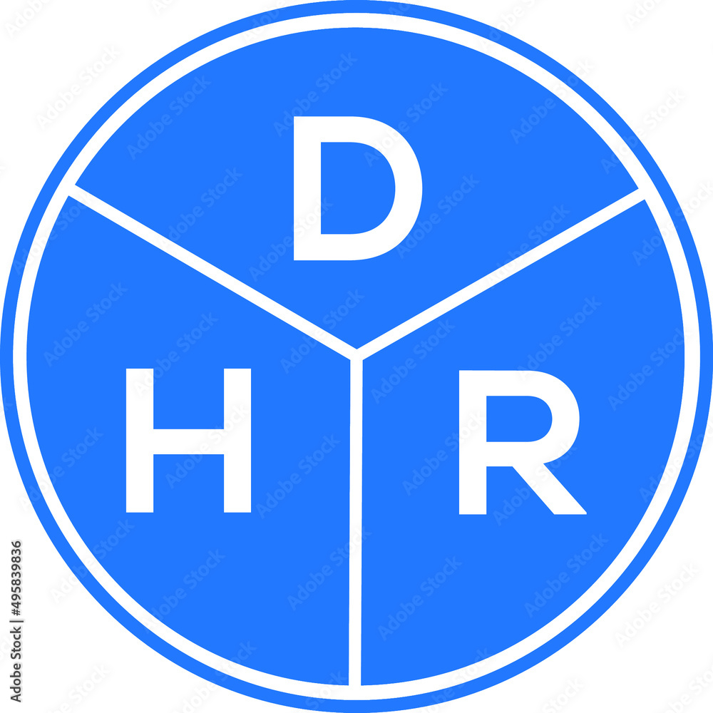 DHR letter logo design on White background. DHR creative Circle letter ...
