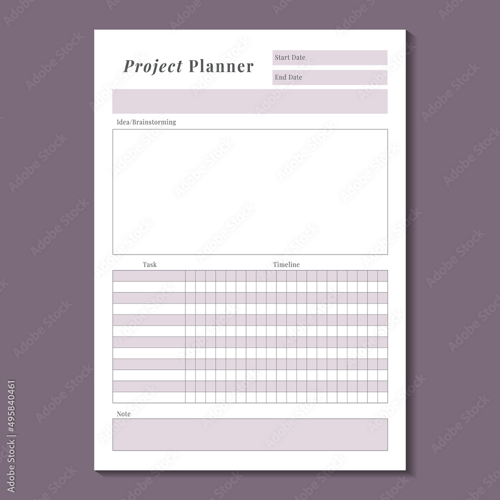 Project Planner and Project Tracker Template with Idea Brainstorming ...
