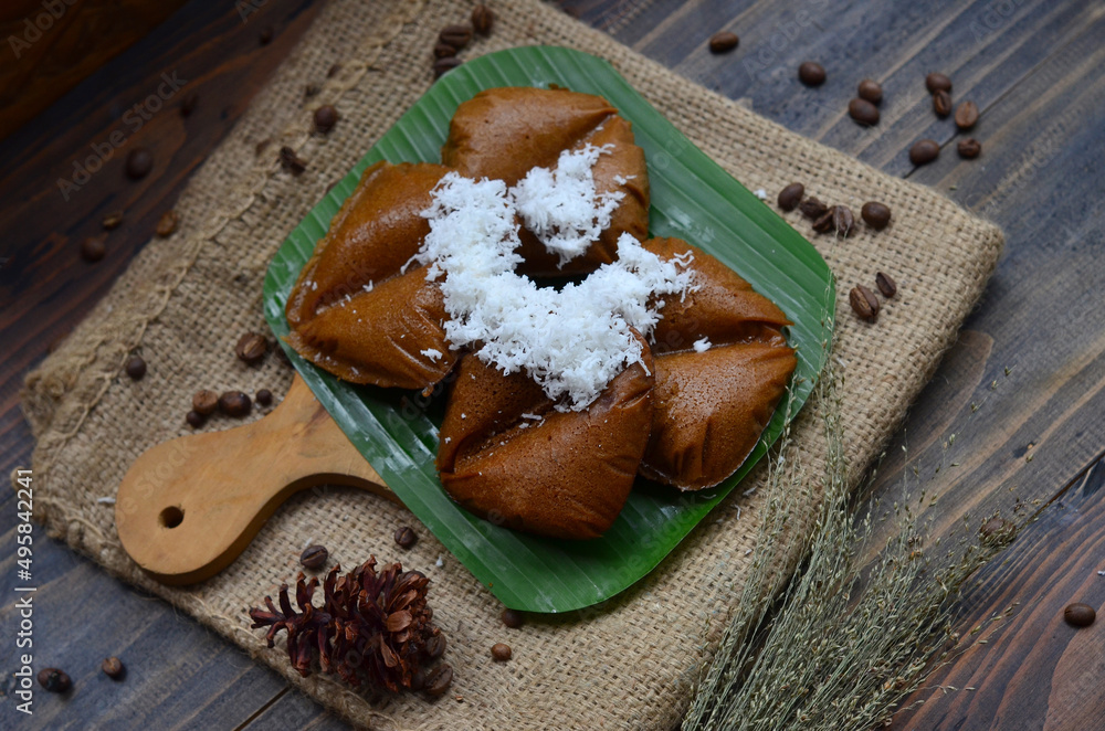 apang bugis or apem cake or food made from rice flour and palm sugar ...