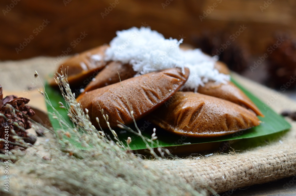 apang bugis or apem cake or food made from rice flour and palm sugar ...