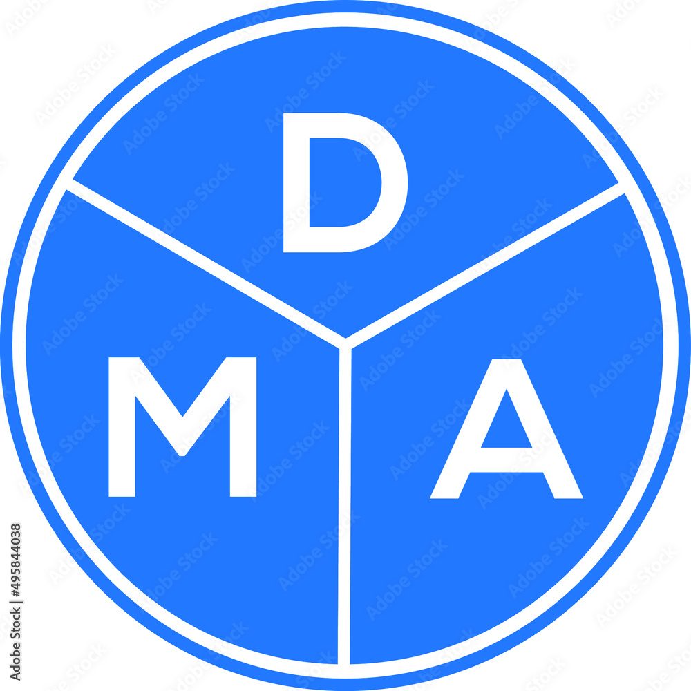 DMA letter logo design on White background. DMA creative Circle letter ...