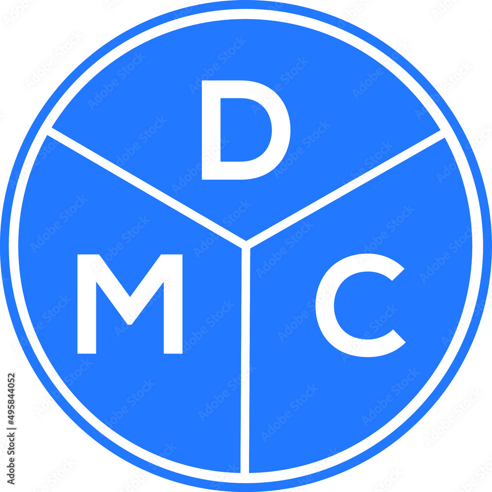 DMC letter logo design on White background. DMC creative Circle letter ...