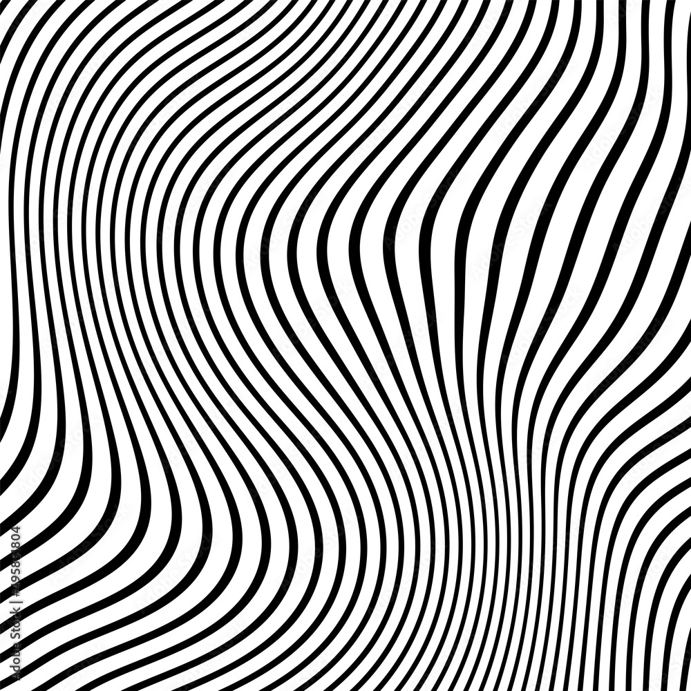 Abstract curved black long lines on white. Illustration of the Black ...