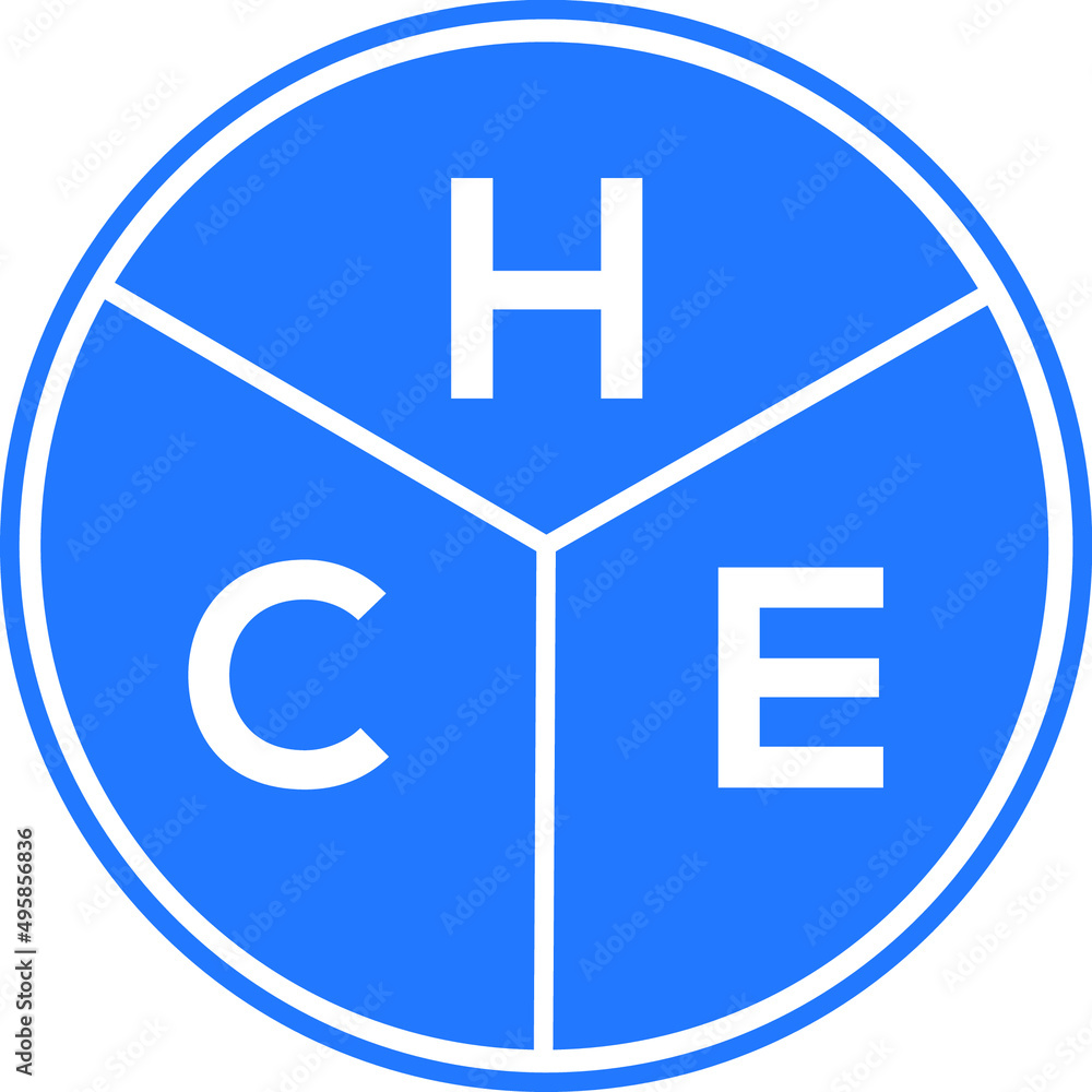 HCE letter logo design on white background. HCE creative circle letter ...