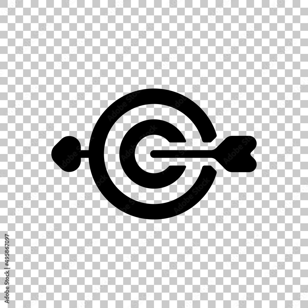 Target with arrow, focus on the objective, dart game, simple icon ...