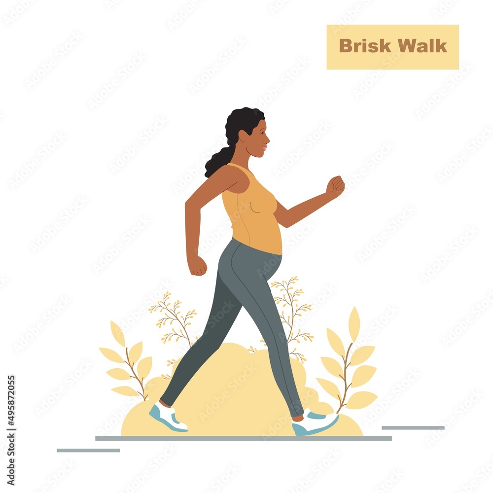 Pregnant Women Brisk Walk | Brisk Walk Pregnancy exercises Stock Vector ...