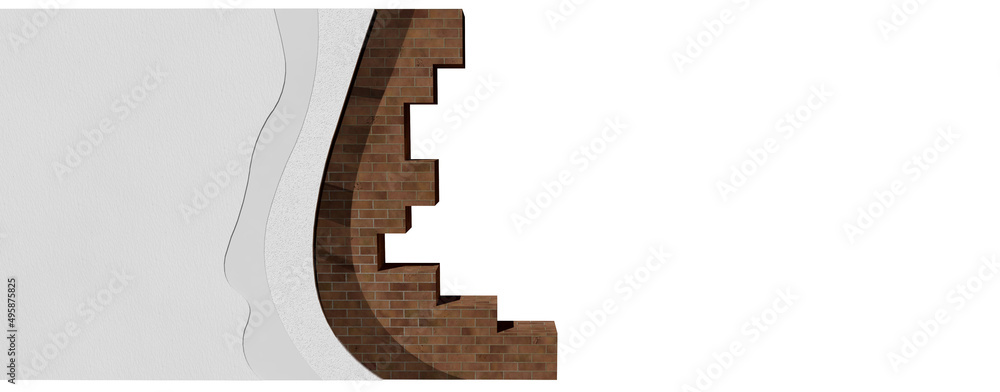 3d illustration of a wall with layers of finishes Stock Illustration ...