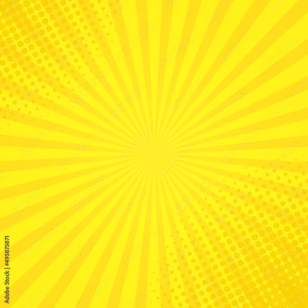 retro comic yellow background with halftone effect vector illustration ...