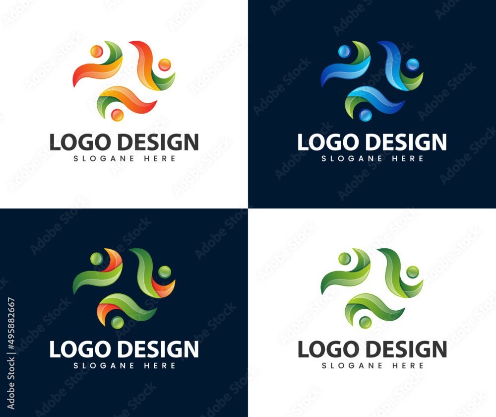 Team logo creative three people icon community partners group start up ...