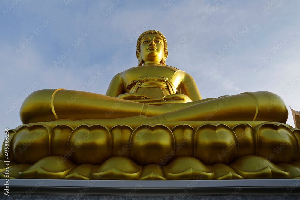 A giant Buddha golden statue is seen at Wat Paknam Phasi Charoen temple ...
