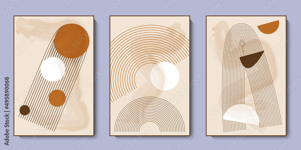 Abstract interior wall art collection. Contemporary arch pattern ...