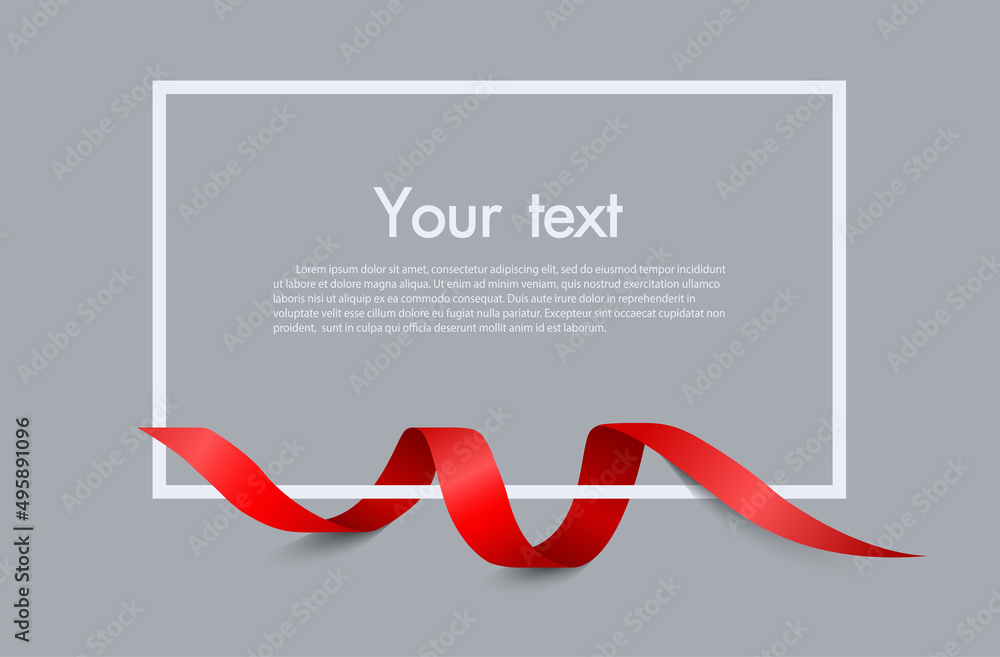 Frame and border of Red ribbon, template elements use for aniversary ...