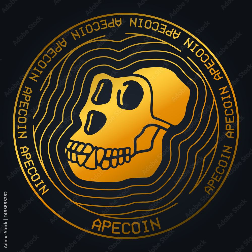 Apecoin APE cryptocurrency vector background. Stock Vector | Adobe Stock