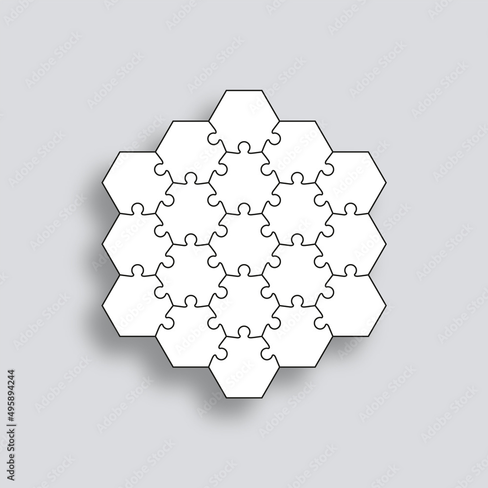 Puzzle pieces. Jigsaw grid with separate shapes. Thinking mosaic game ...