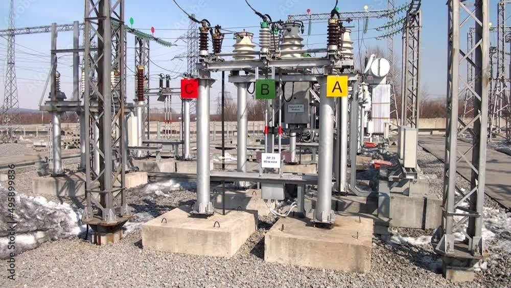 Electrical substation. An electrical installation designed for ...