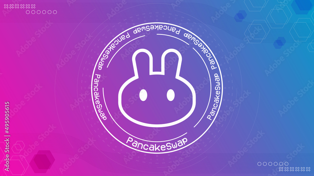 PancakeSwap CAKE vector symbol with cryptocurrency themed background ...