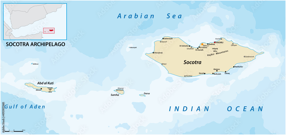 Vector map of Yemen islands of Socotra archipelago Stock Vector | Adobe ...