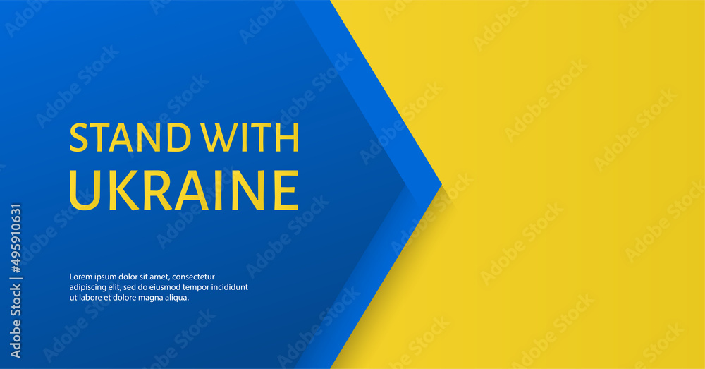 Stand with Ukraine. Vector banner with ukrainian flag colors to support ...