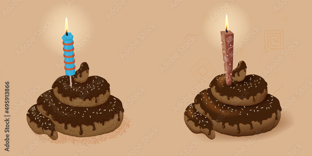 Pile of poo cyan and brown candles. Pile of poo in chocolate glaze ...