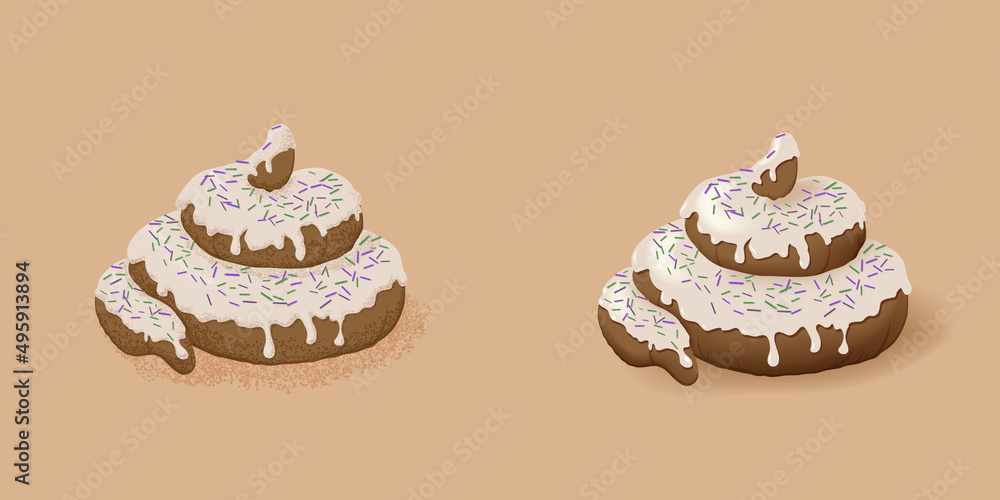 Pile of poo glaze. Pile of poo in glaze with purple and green sprinkles ...