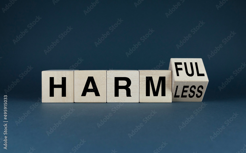 Cubes form the words Harmful or harmless. Expanded concept from food to ...