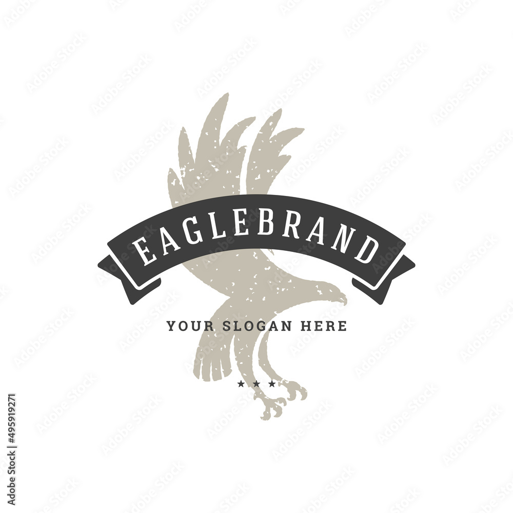 Eagle hand drawn logo isolated on white background vector illustration ...