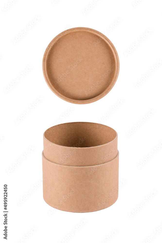 Paper tube with paper lid isolated on white background for your design ...