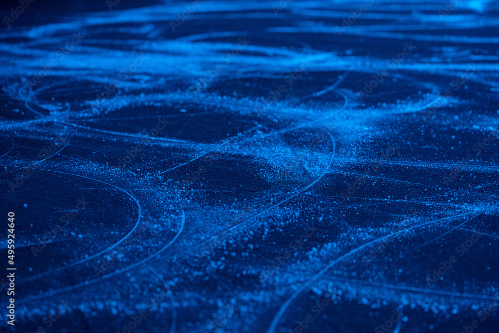 Ice background and texture with scratches from skating and hockey. Ice ...