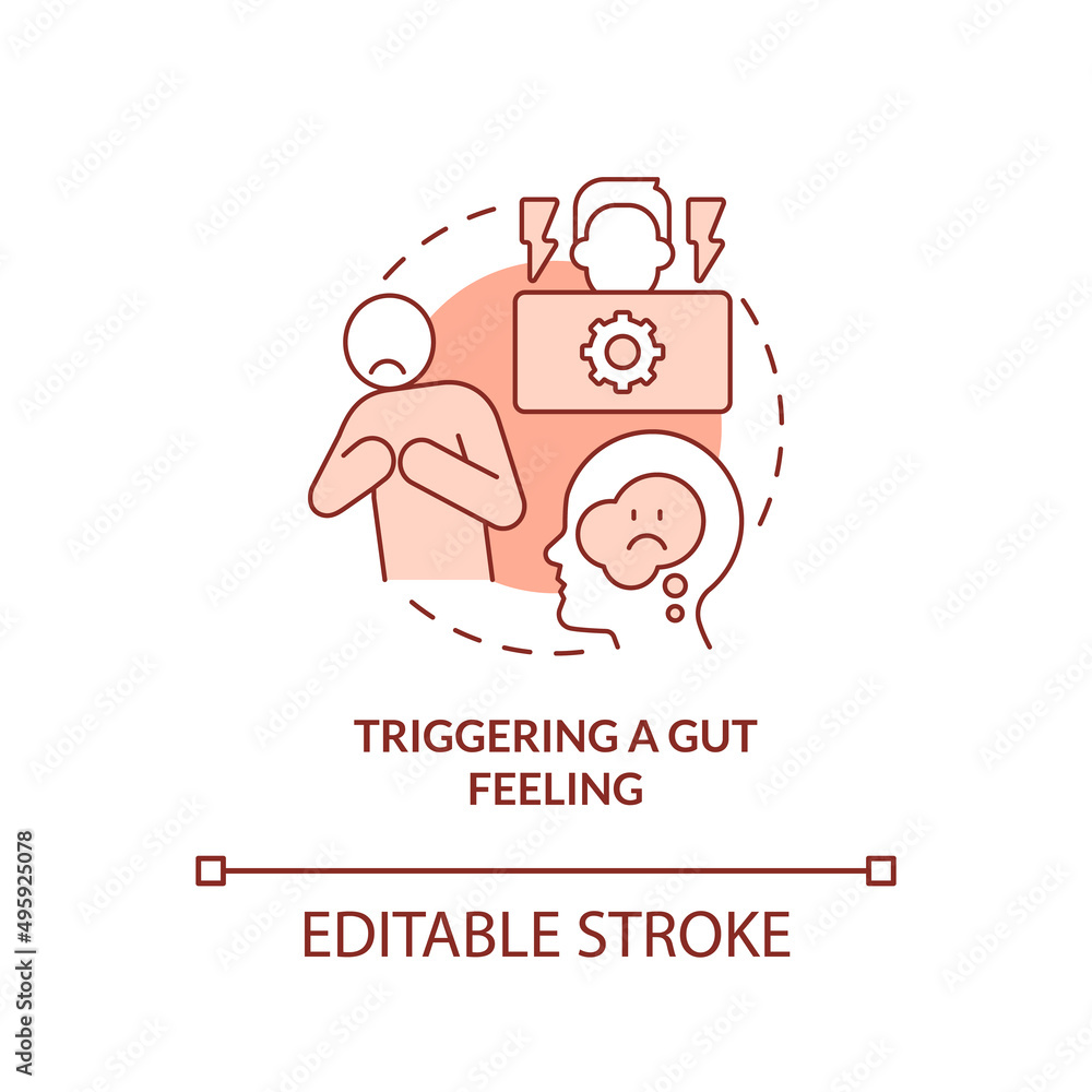 Triggering gut feeling red concept icon. Unhealthy environment. Toxic ...