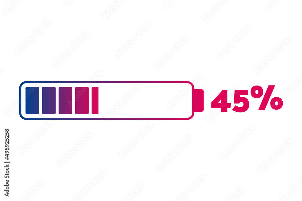 45 percent chart. Vector percentage infographics. Isolated gradient ...