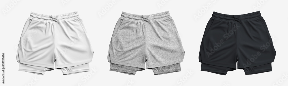 Mockup of men's sports shorts with compression fittings. Stock ...