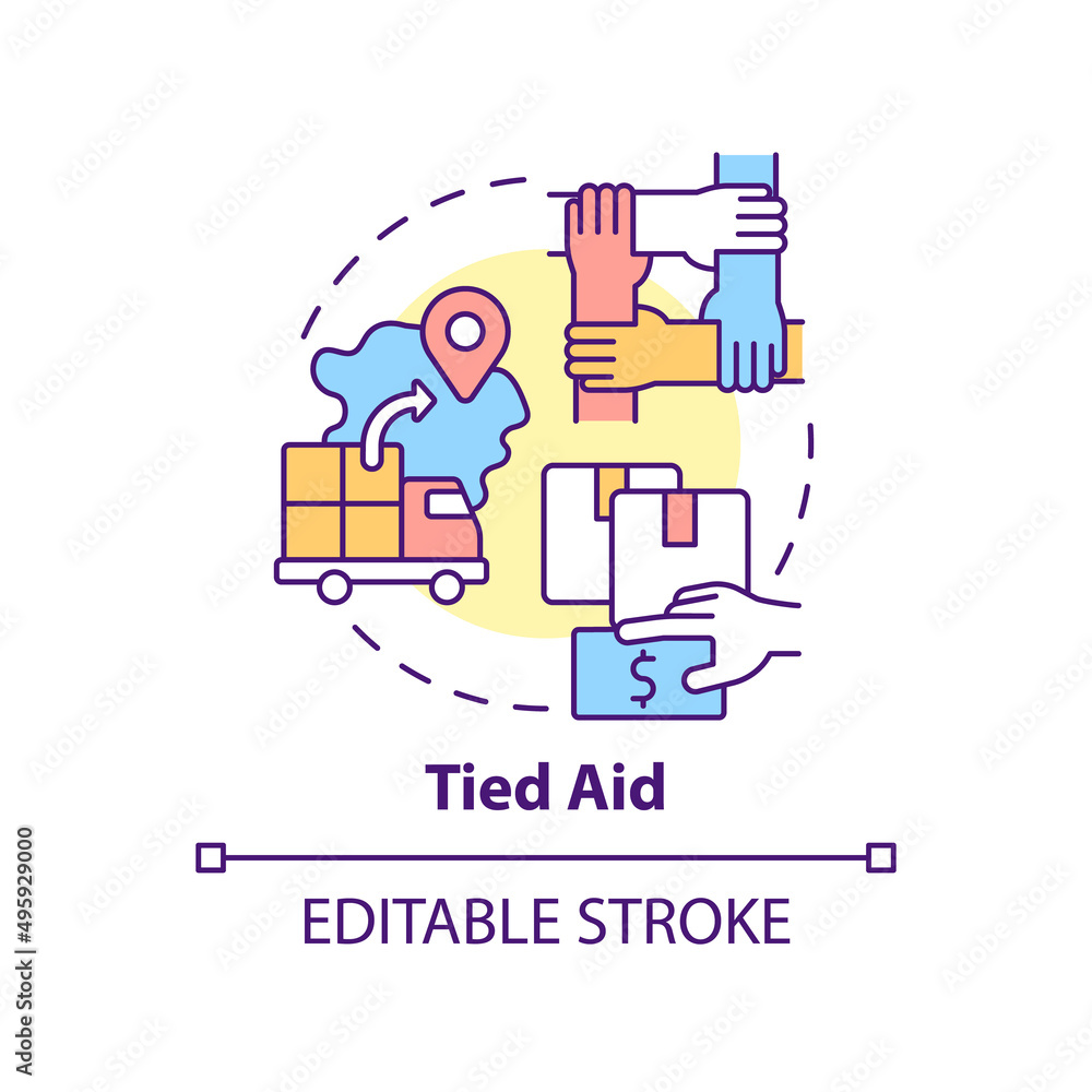 Tied aid concept icon. Type of international aid abstract idea thin ...
