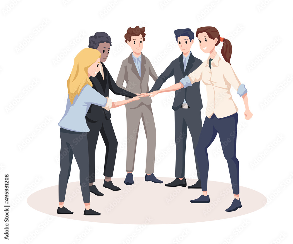 Vector illustration team of business people. Concept of unity ...