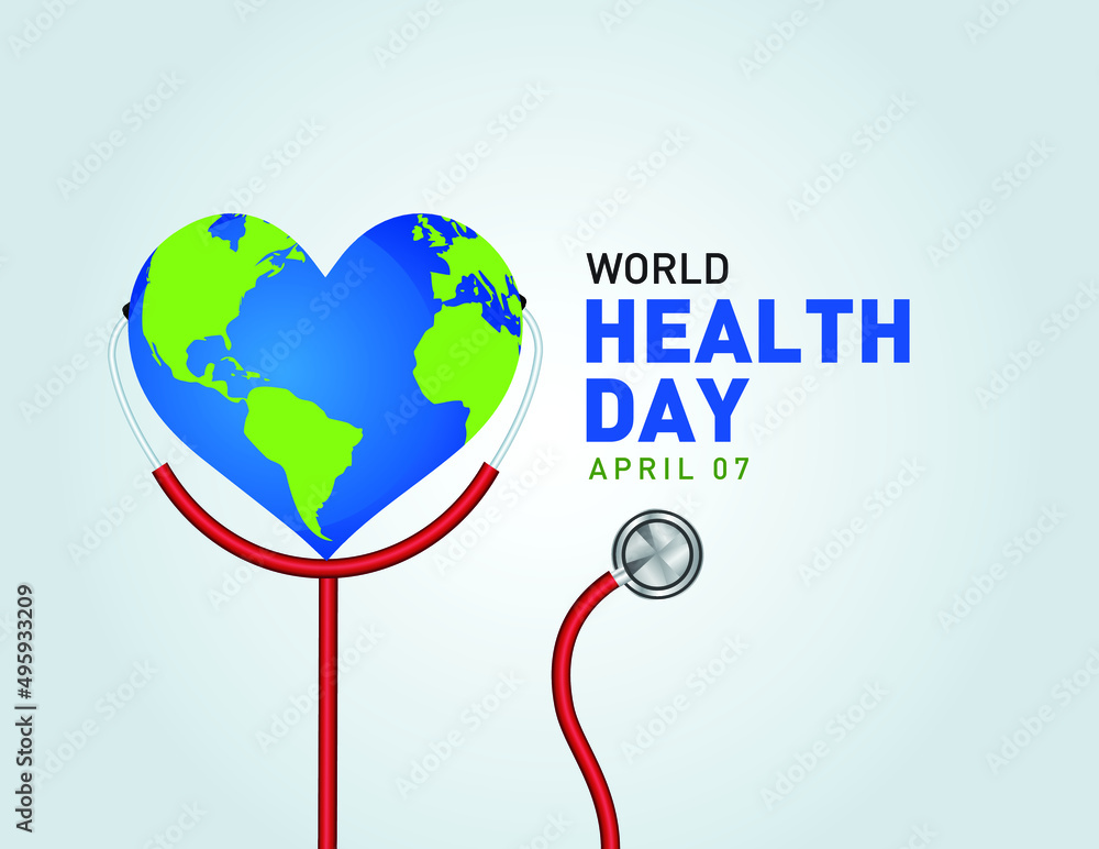 World Health Day concept vector illustration. Heart and stethoscope ...