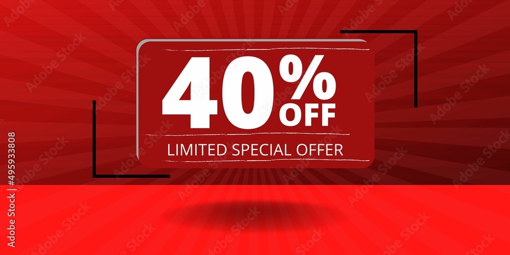 40% off limited special offer. Banner with forty percent discount on a ...