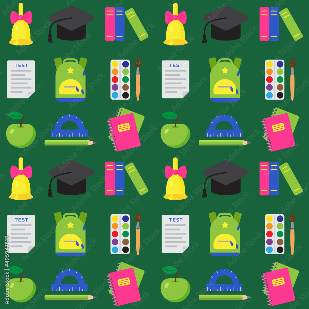 Seamless pattern with school and educational elements. Objects for art ...