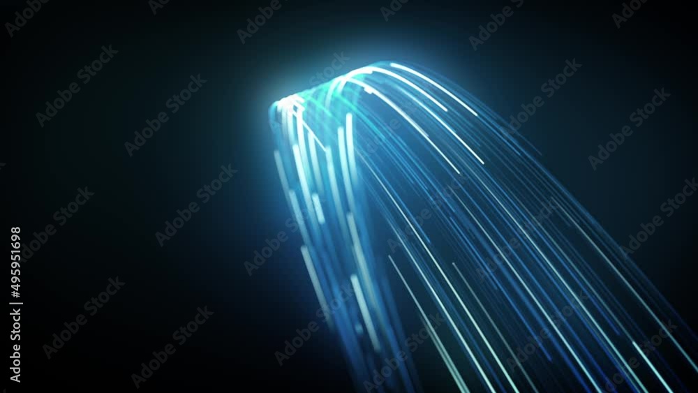 Abstract Light Fiber Strings Flowing Background Loop/ 4k animation of ...