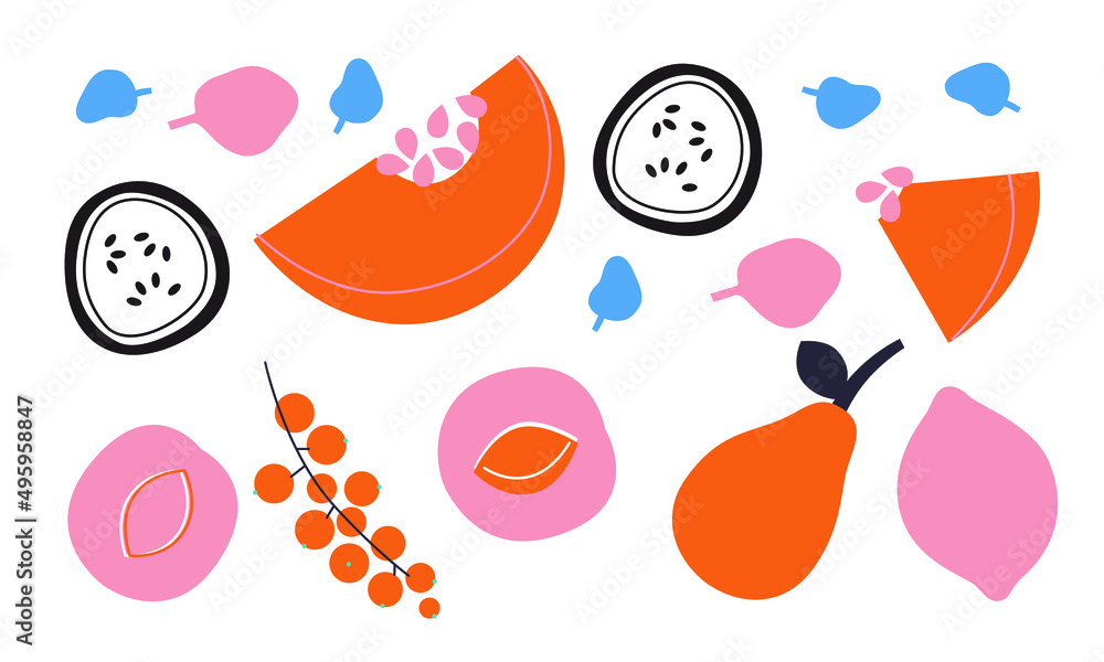 Fruits line drawing art illustration. Vector line drawing of fruit. Minimalist sketch for logo ...