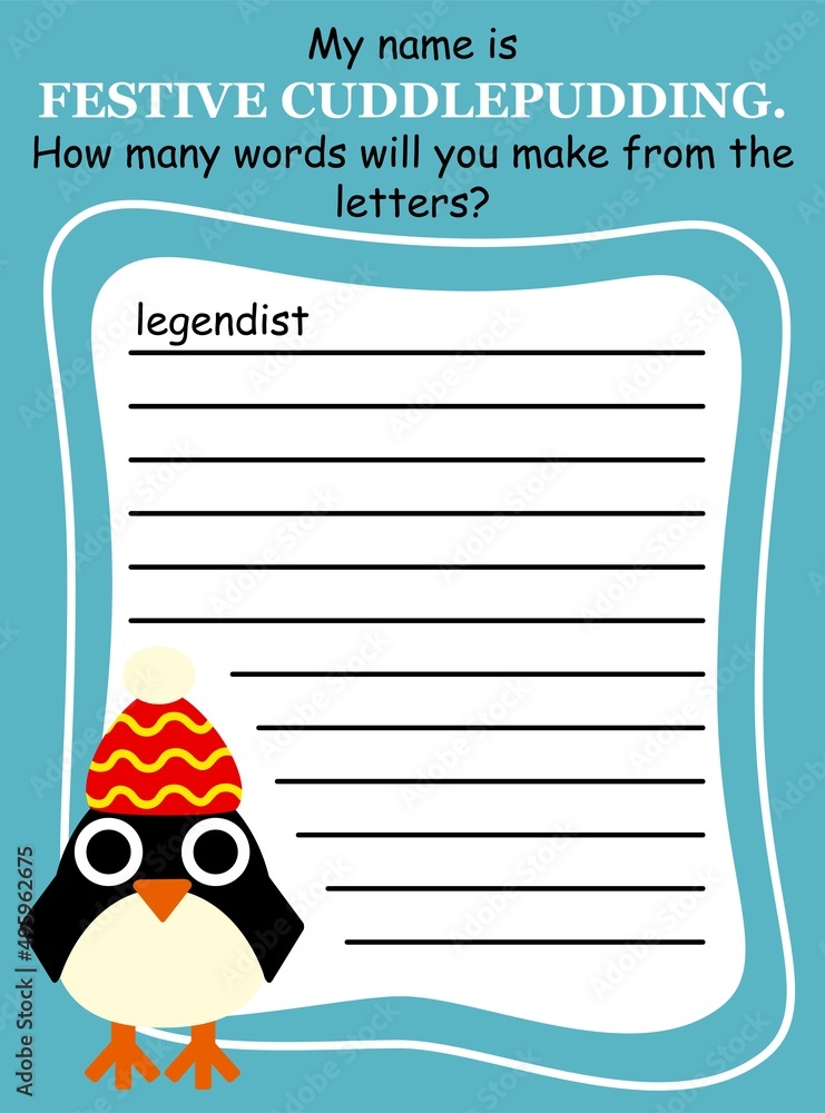 Anagram Word Game With Cute Little Penguin Vector Illustration Cartoon 
