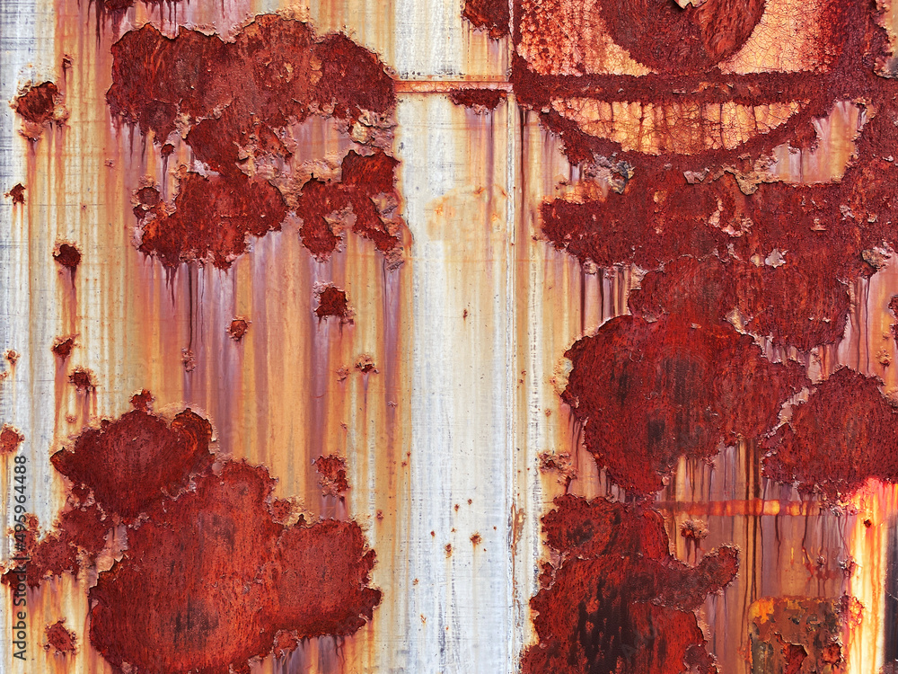 junkyard shipping container steel wall rusting structure oxidation ...