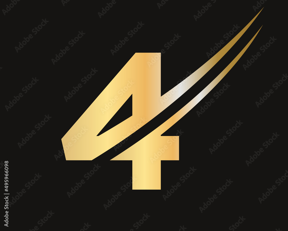 Vetor de Initial Letter 4 Logo Template Modern and Simple Design. 4 ...