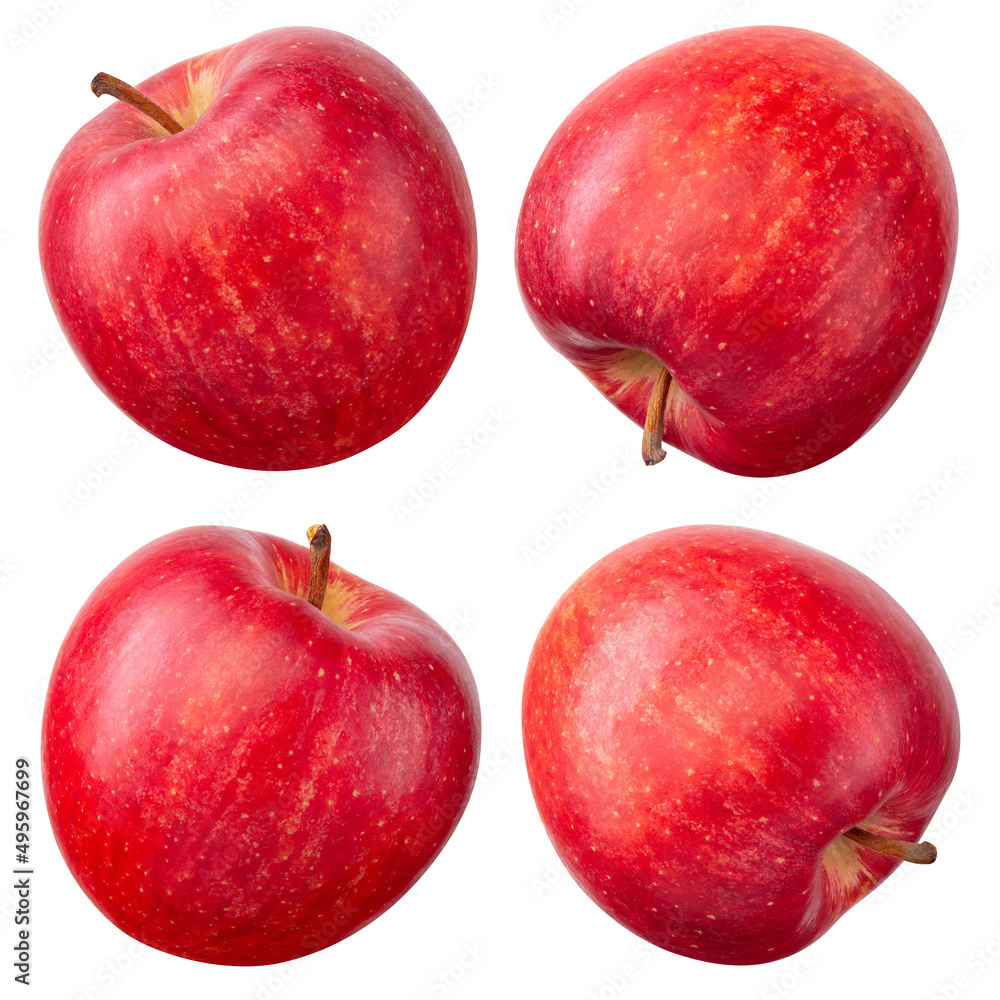 Apple red on white background. Red apple isolated. Top view collection ...
