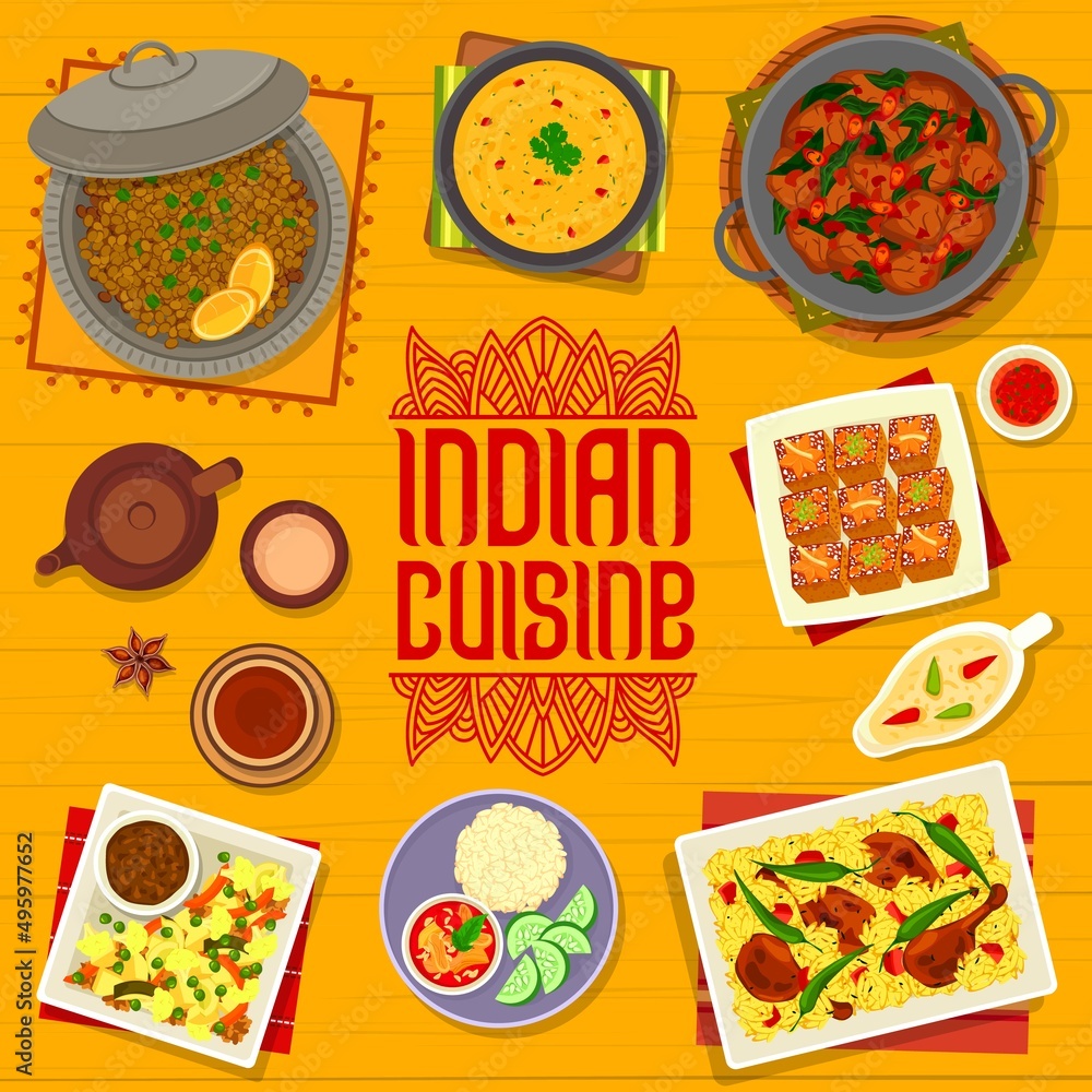 Indian cuisine restaurant meals and drinks menu cover. Masoor Dal ...