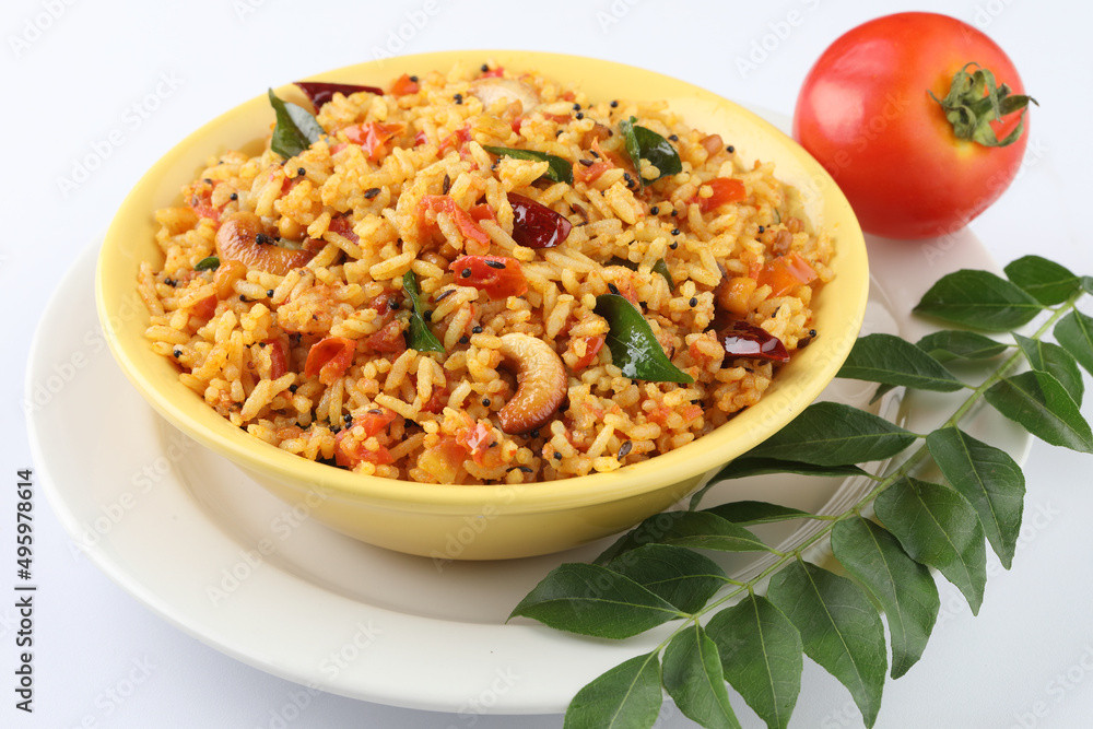 Tomato rice.spicy South Indian rice recipe Tomato pulao or Tomato Rice ...