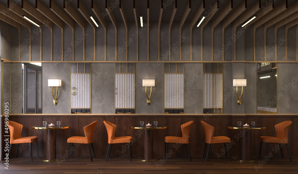 3d render of cafe restaurant bar Stock Illustration | Adobe Stock