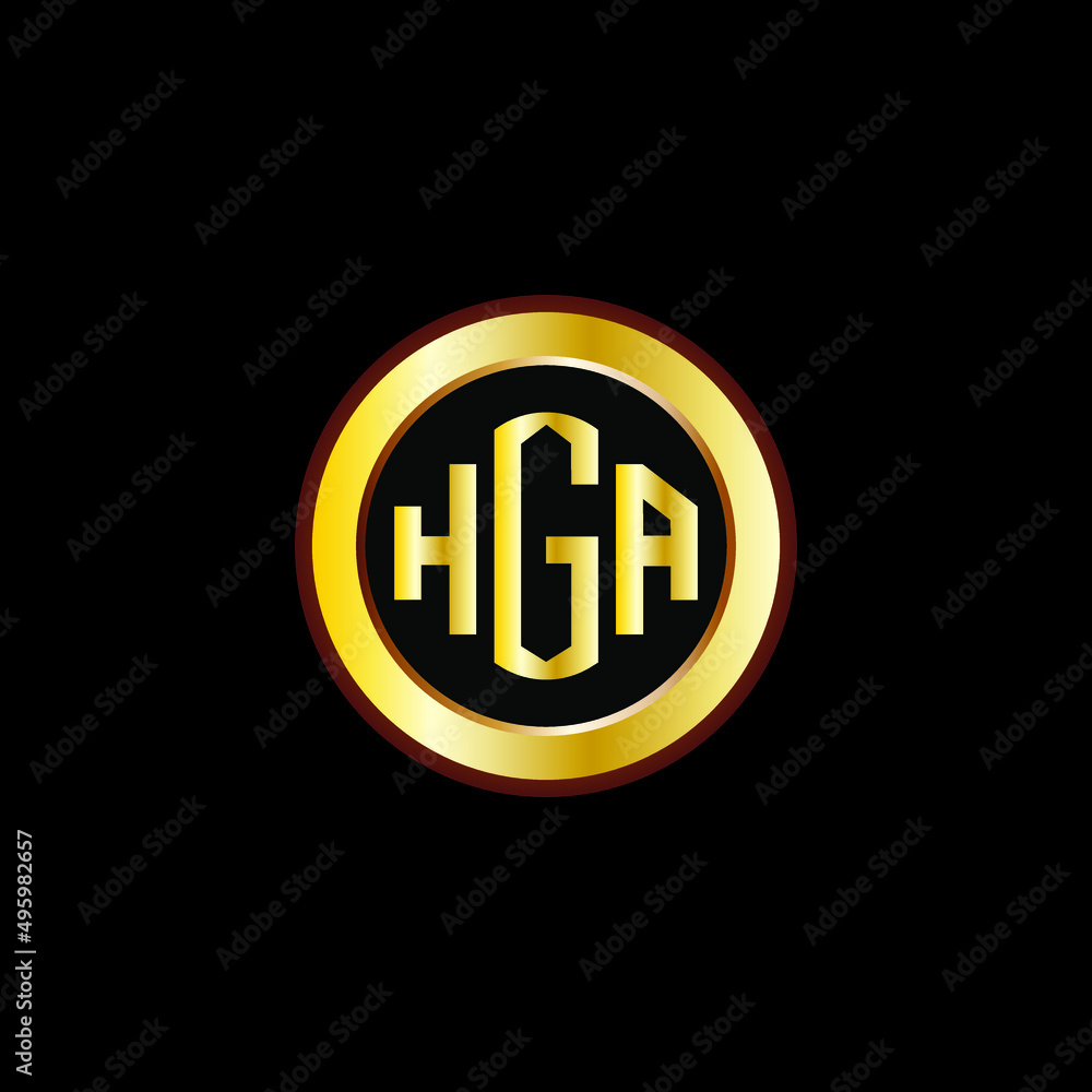 HGA letter circle logo design. HGA letter logo design with black ...