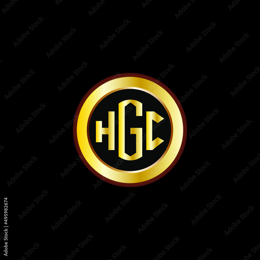 HGC letter circle logo design. HGC letter logo design with black ...