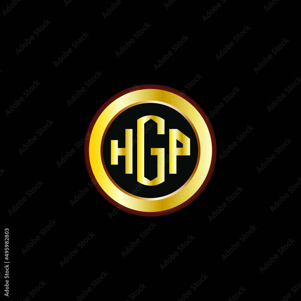 HGP letter circle logo design. HGP letter logo design with black ...